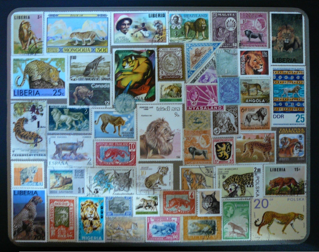 Big Cats Postage Stamps Plaque - Etsy
