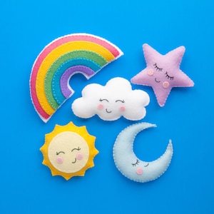Pattern - Felt Celestial Sewing Pattern - Rainbow, Sun, Cloud, Moon ...