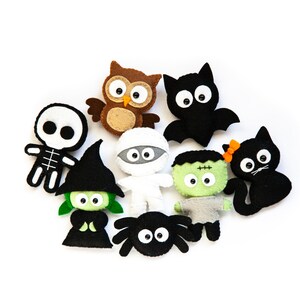 Pattern - Halloween Felt Ornaments - Witch, Bat, Owl, Cat, Mummy ...