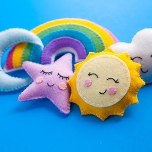Pattern - Felt Celestial Sewing Pattern - Rainbow, Sun, Cloud, Moon ...