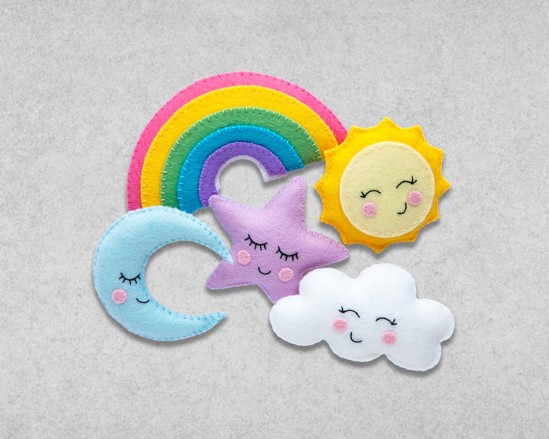 Pattern - Felt Celestial Sewing Pattern - Rainbow, Sun, Cloud, Moon ...