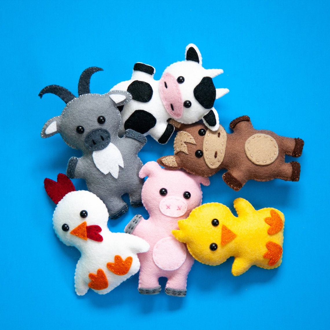 Pattern Farm Animal Set With Pig Horse Cow Goat Chicken - Etsy