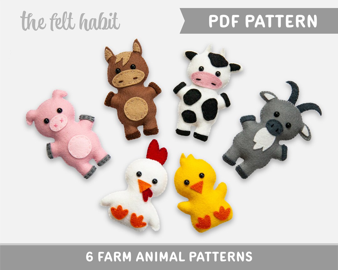 Pattern Farm Animal Set With Pig Horse Cow Goat Chicken - Etsy