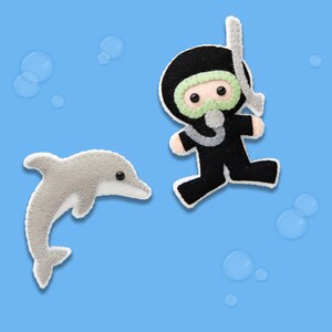 Pattern: Scuba Diver and Sea Creatures - Whale, Shark, Dolphin, Orca ...