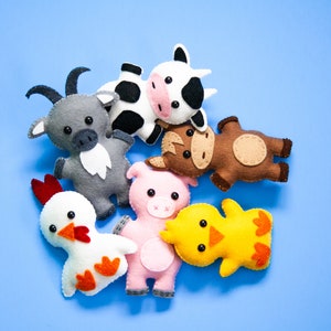 Pattern Farm Animal Set With Pig Horse Cow Goat Chicken - Etsy