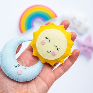 Pattern - Felt Celestial Sewing Pattern - Rainbow, Sun, Cloud, Moon ...