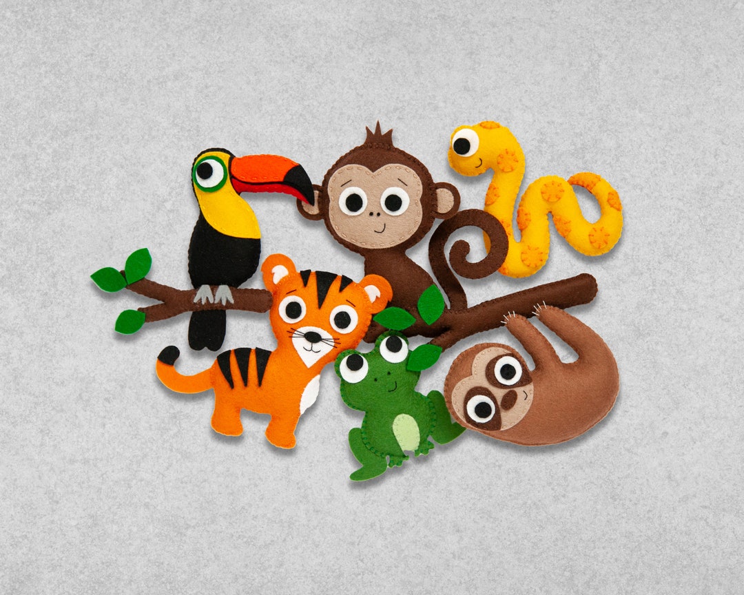 Pattern - Rainforest Jungle Animal Set With Monkey, Tiger, Snake, Frog ...