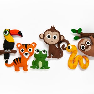 Pattern Rainforest Jungle Animal Set With Monkey Tiger | Etsy