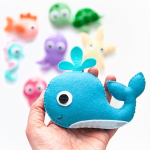 Pattern Felt Sea Creatures Whale, Fish, Turtle, Octopus, Starfish ...
