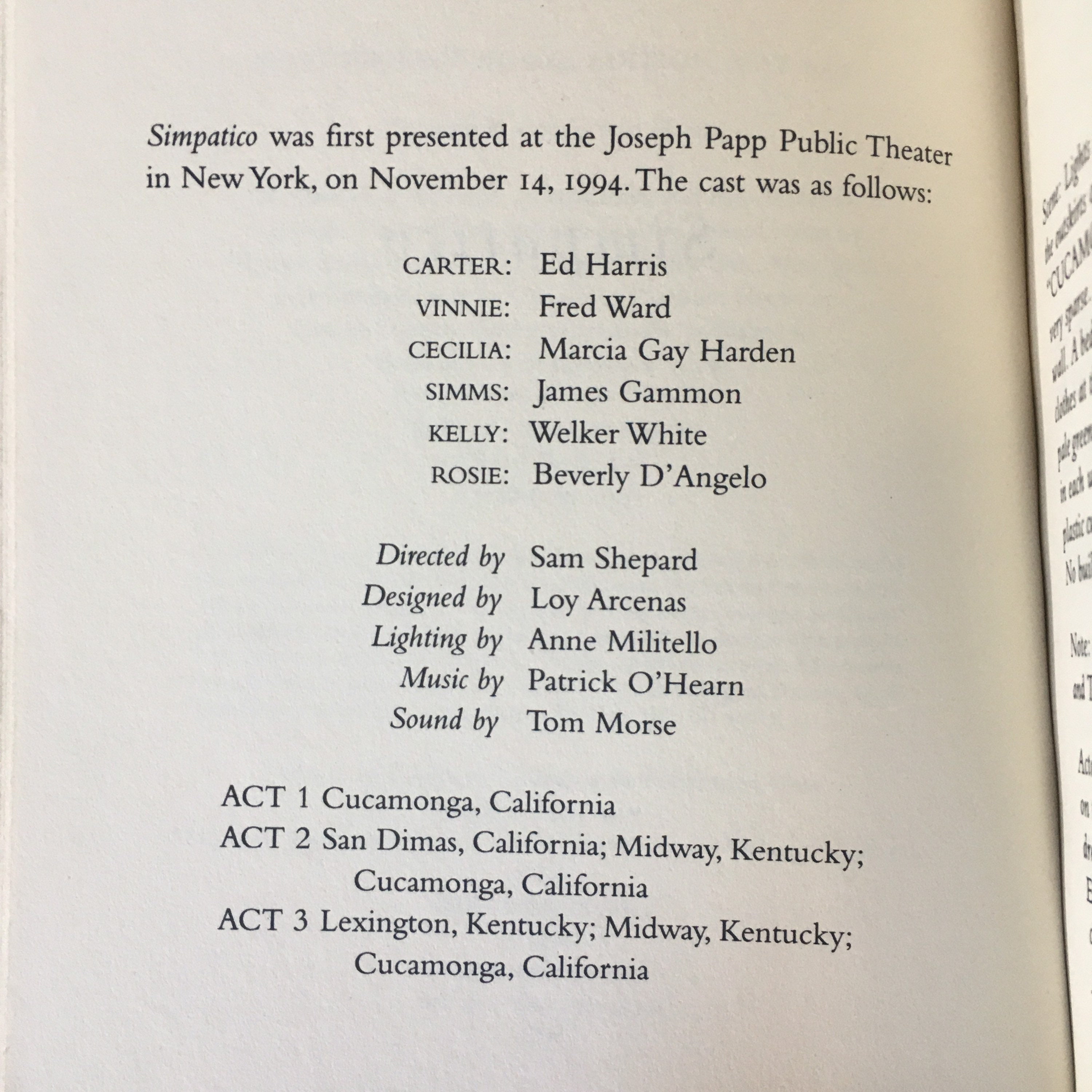 Simpatico Sam Shepard