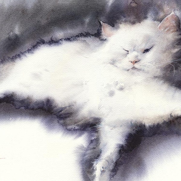 Cat Watercolor - Etsy