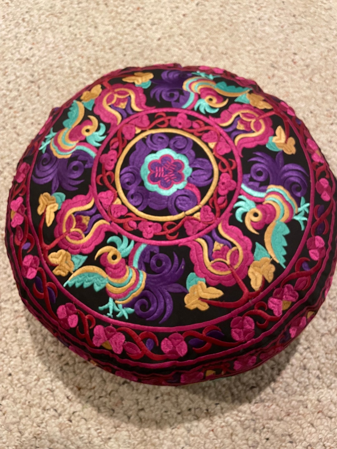 13 Meditation Zafu Cushion Fuchsia Embroidered - Etsy