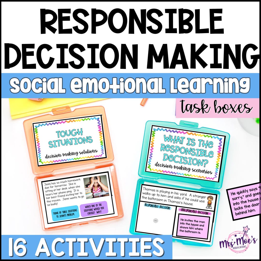 Responsible Decision Making: Social Emotional Learning Task Boxes - Etsy