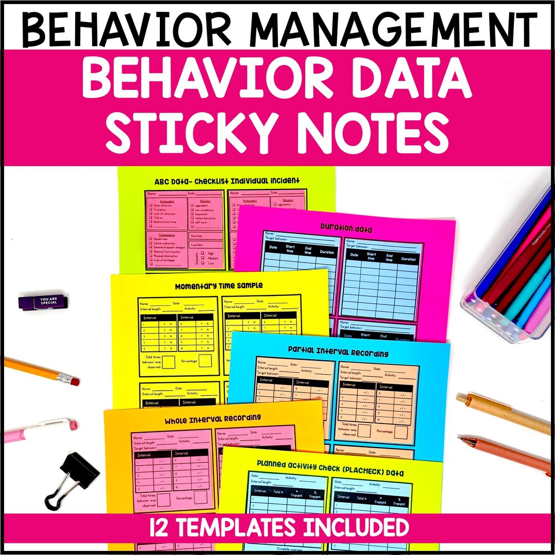 Behavior Data Sticky Notes Template - Etsy