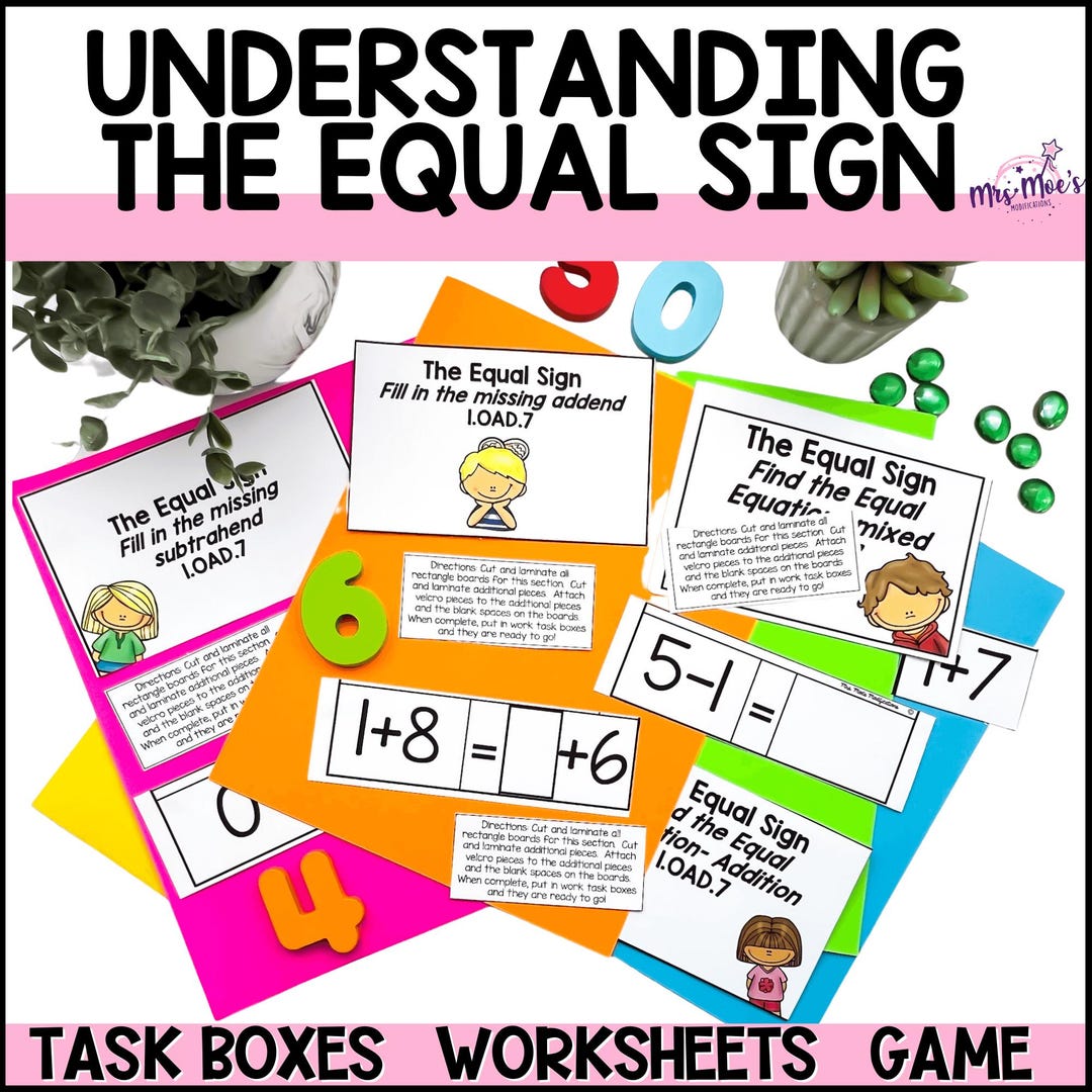 Understanding the Equal Sign Task Boxes, Worksheets, and Game - Etsy