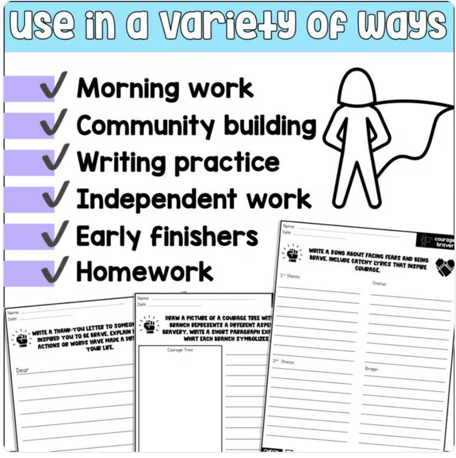 Courage and Bravery Writing Prompts: Character Education - Etsy