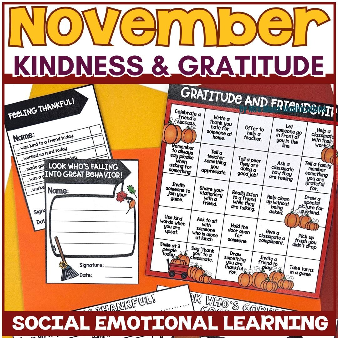 November Kindness & Gratitude Kit | Social Emotional Learning - Etsy