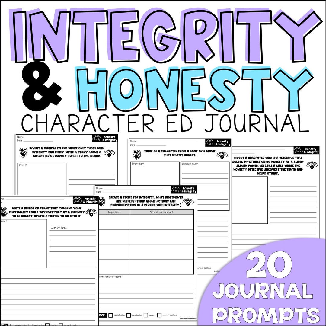 Integrity and Honesty Writing Prompts: Character Education - Etsy