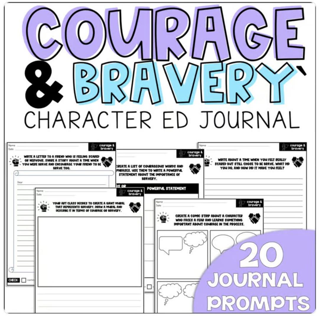 Courage and Bravery Writing Prompts: Character Education - Etsy