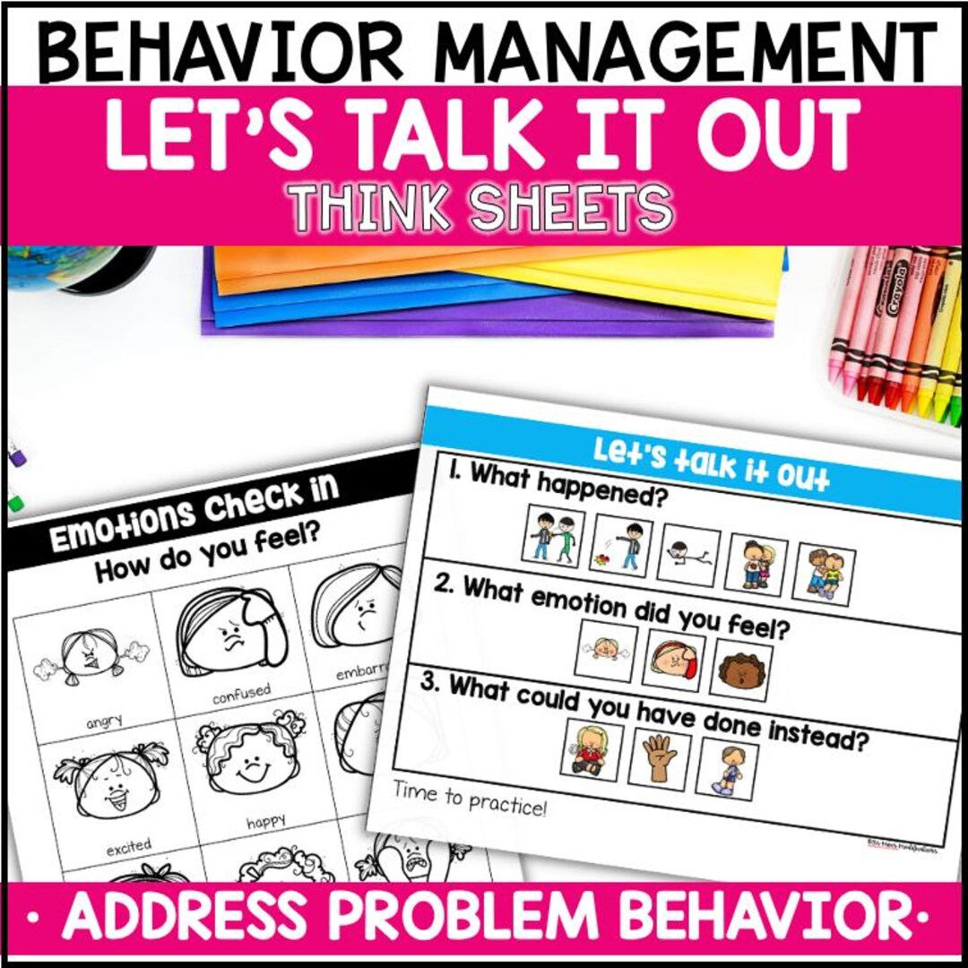 Let's Talk It Out Think Sheet: Behavior Management - Etsy