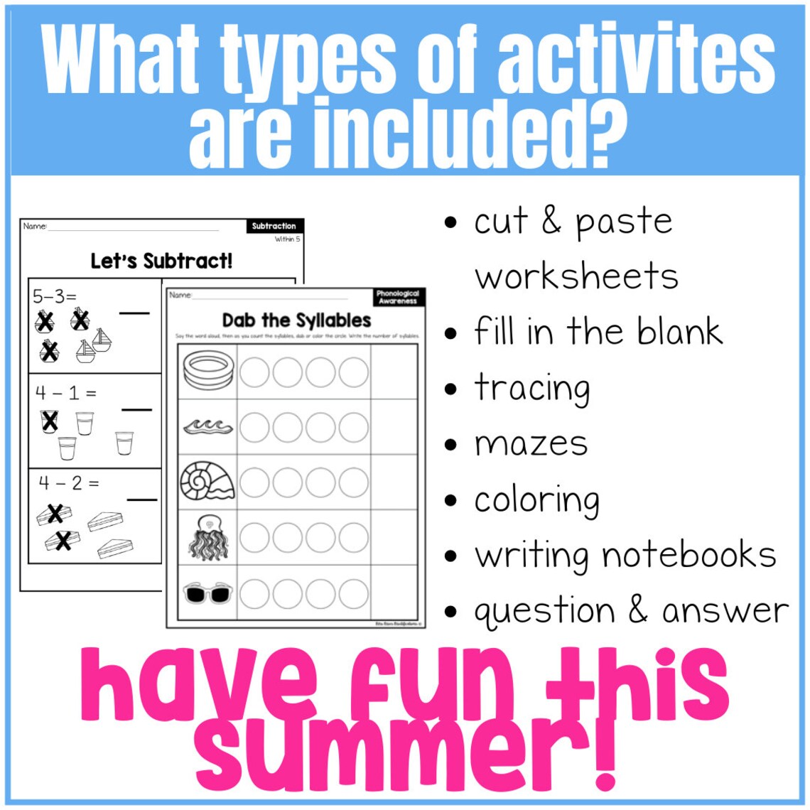 ELA & Math ESY and Homeschool Summer Worksheets - Etsy UK