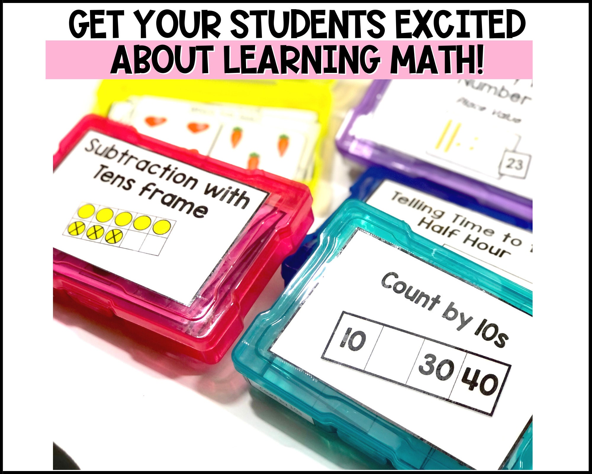 Math Task Boxes Set One Etsy
