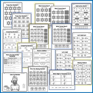 Hanukkah Math Worksheets- NO PREP - Etsy