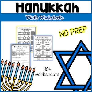 Hanukkah Math Worksheets- NO PREP - Etsy