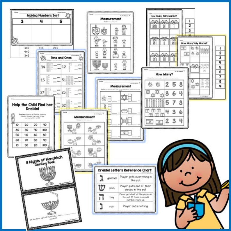 Hanukkah Math Worksheets- NO PREP - Etsy