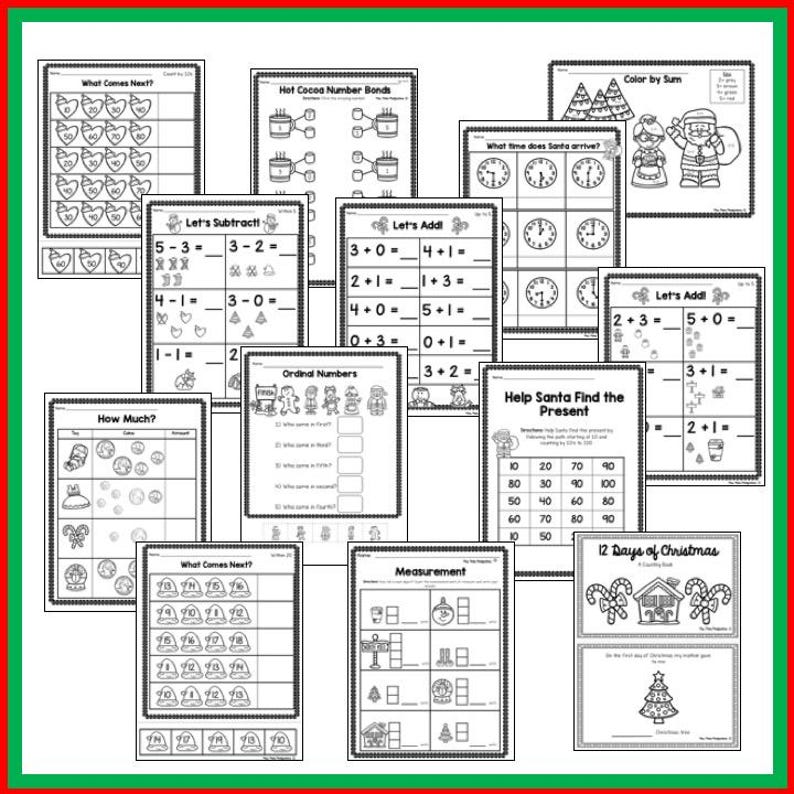 Christmas Math Worksheets- NO PREP - Etsy