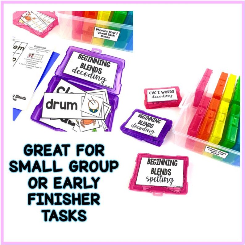 Phonics: Short Vowel Task Boxes - Etsy