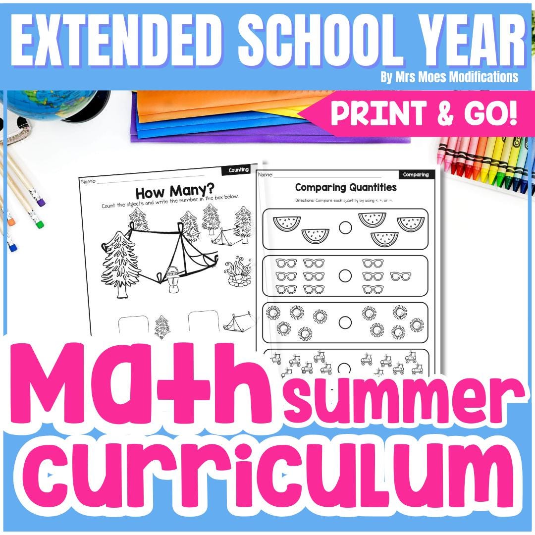 Extended School Year (ESY) MATH Summer School Curriculum - Etsy