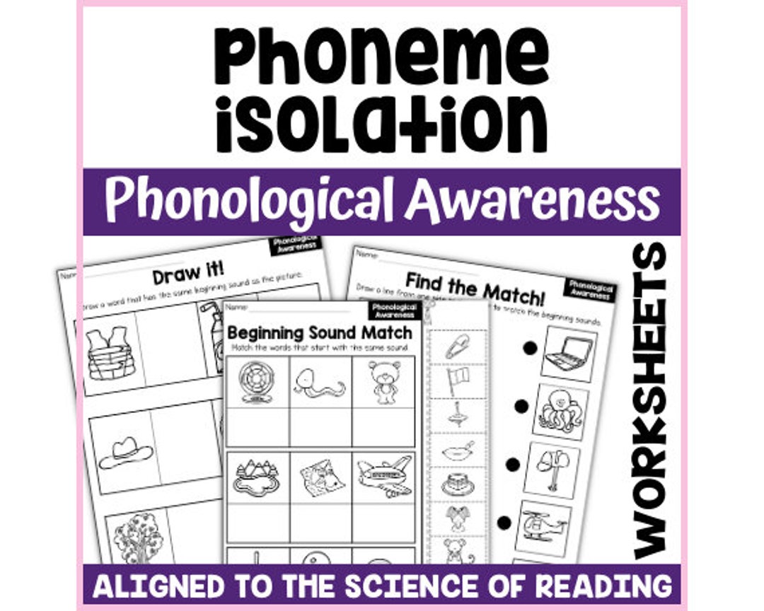 Phoneme Isolation: Phonological Awareness Worksheets Science of Reading ...