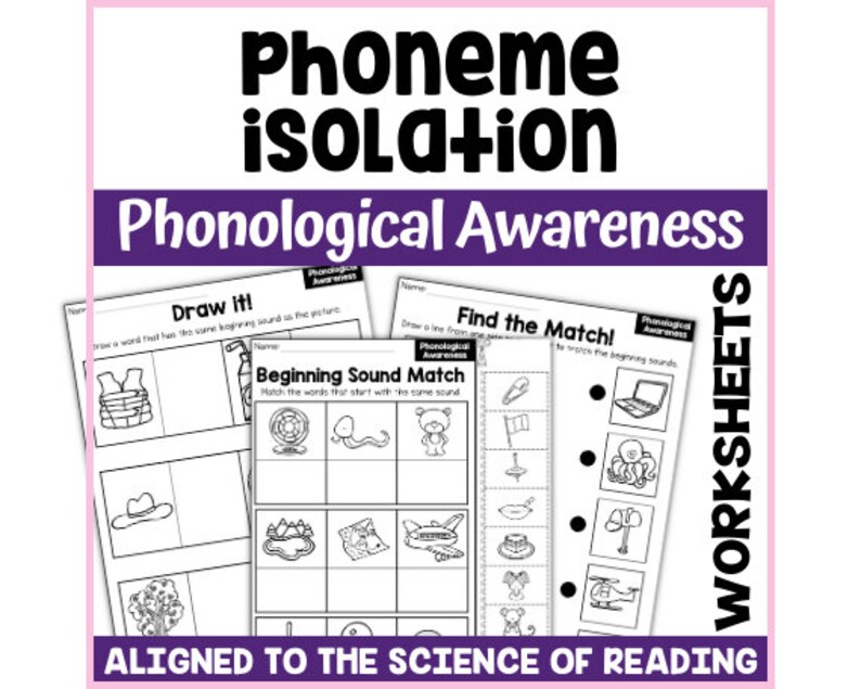 Phoneme Isolation: Phonological Awareness Worksheets Science of Reading ...