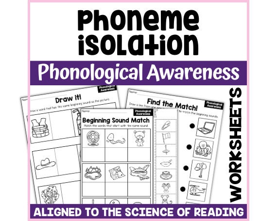 Phoneme Isolation: Phonological Awareness Worksheets Science of Reading ...