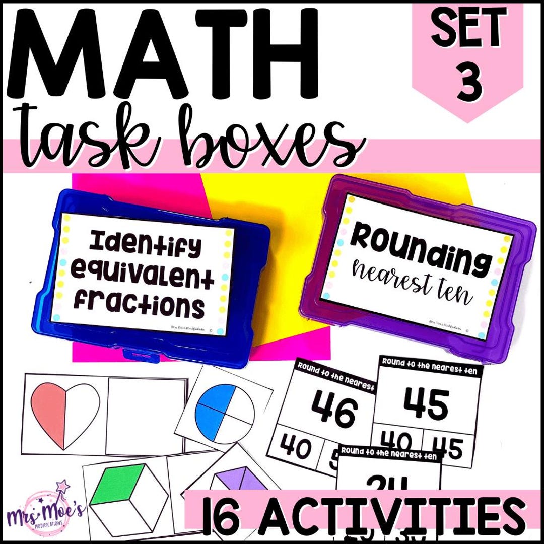MATH Task Boxes {set Three} - Etsy