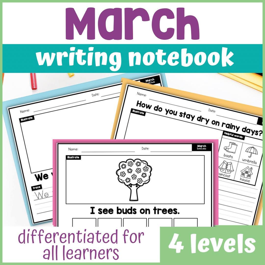 March Differentiated Writing Notebook - Etsy