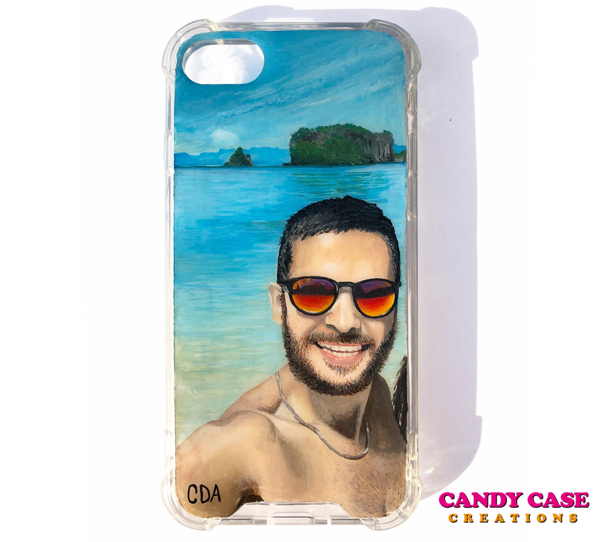 2 Hand Painted Phone Cases Bespoke Matching Couple Custom Human ...