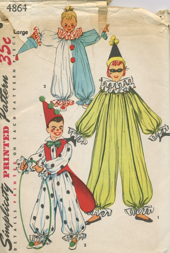 Simplicity Traditional Clown Suit Size Large Ca 1955 - Etsy