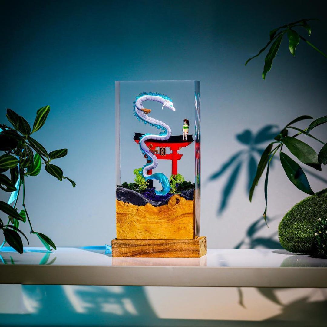 Chihiro & Haku Epoxy Night Light, Studio Ghibli Anime Resin Art Lamp ...