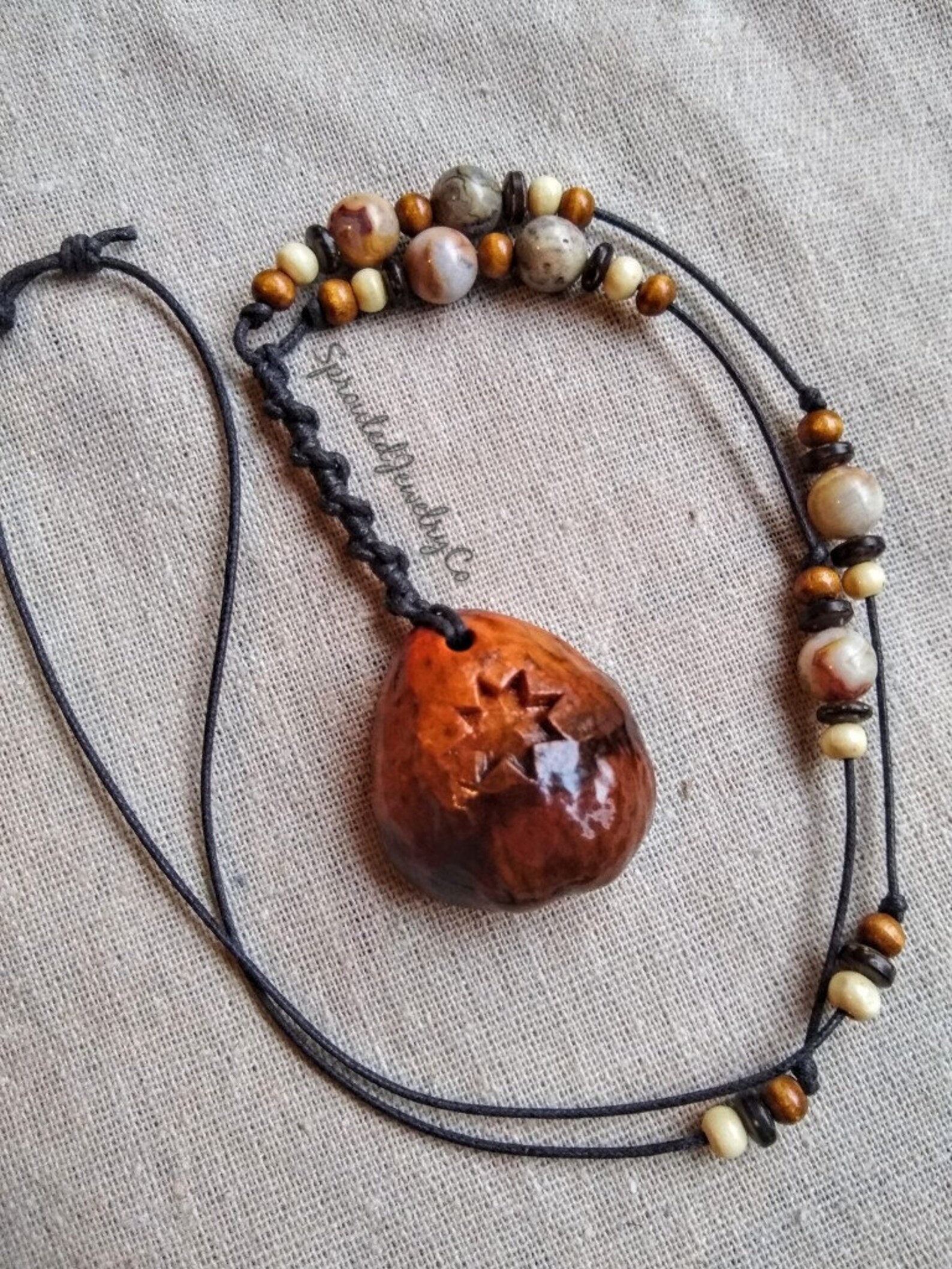 Rustic Necklace Necklace Rustic Jewelry Avocado Jewelry - Etsy