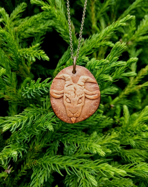 Goat Head Necklace Ram Necklace Wood Jewelry Sheep | Etsy