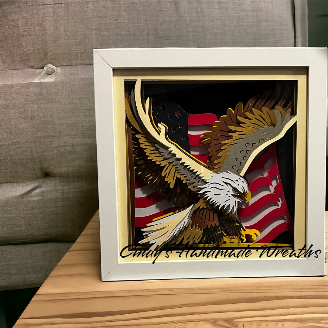 Shadow Box, Eagle Shadow Box, Porch Décor, Home Décor, Cardstock Eagle ...