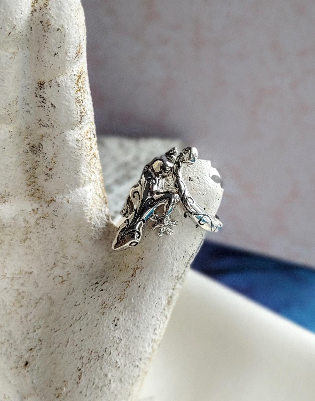 Gecko Ring Detailed - Goddess Designs - Sterling Silver Ring - Swirls ...