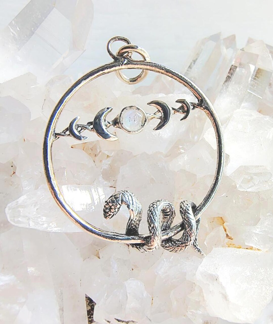 Detailed Snake (ouroboros) With Moonstone Moon Phase- Goddess Designs ...