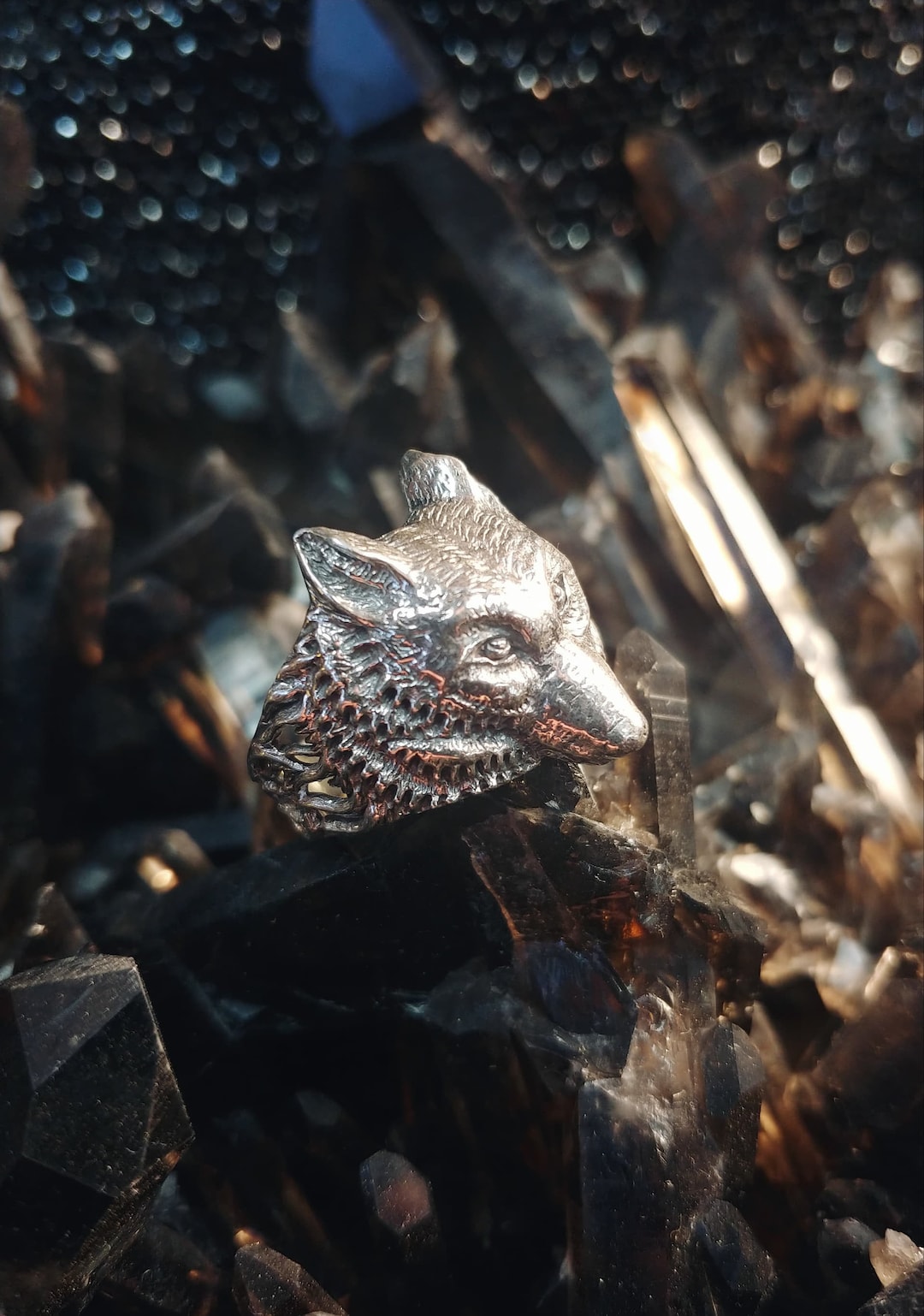 Sterling Silver Wolf Head Ring by Goddess Design Studio - Etsy