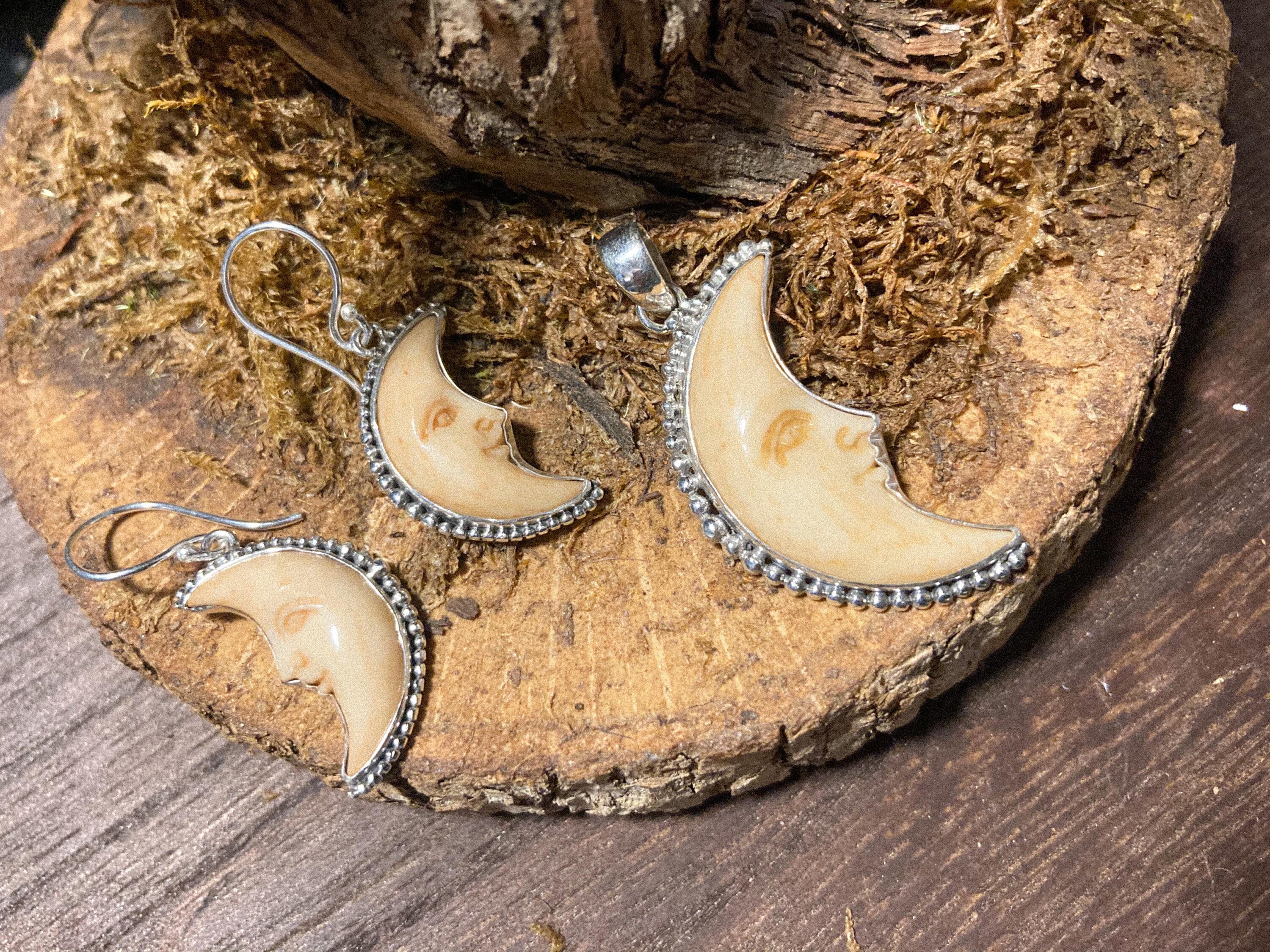 Goddess Designs / Detailed Hand Carved Bone Crescent Moon - Etsy