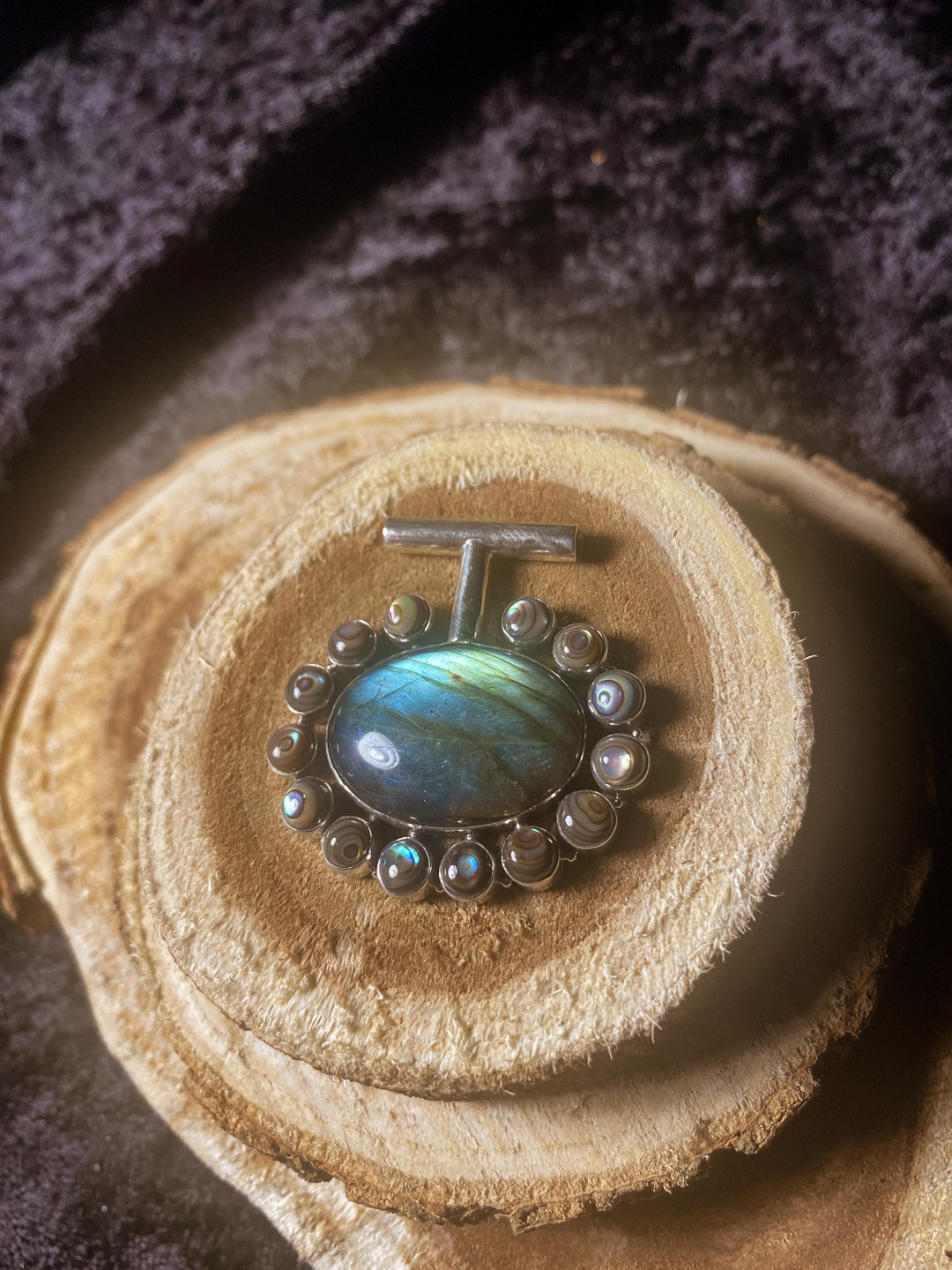Ingapani / Labradorite and Abalone Shell Sterling Silver Statement ...