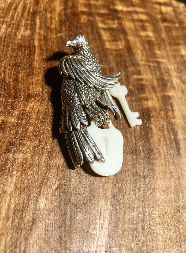Goddess Designs / Detailed Raven With Bone Lock and Key to | Etsy