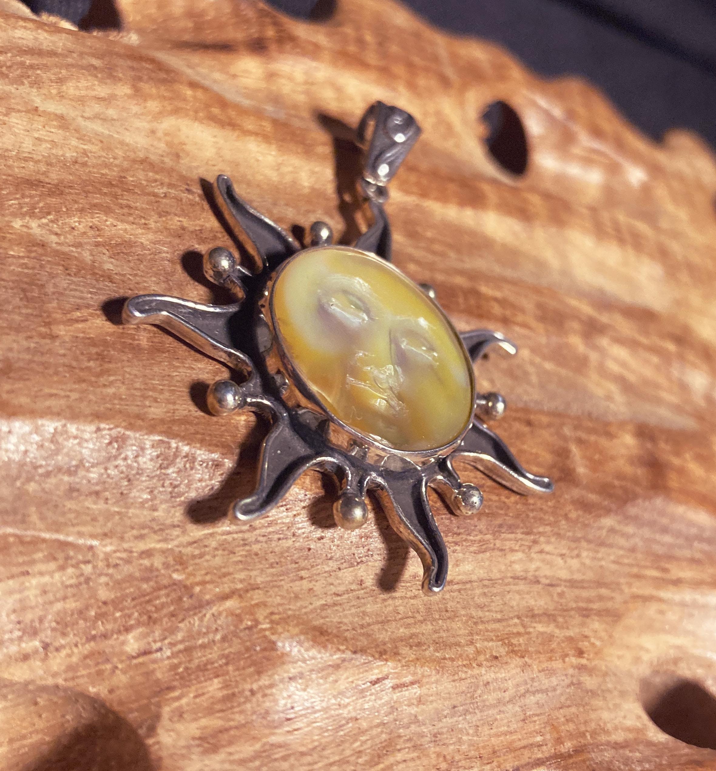 Mother of Pearl Sun Sterling Silver Pendant - Etsy